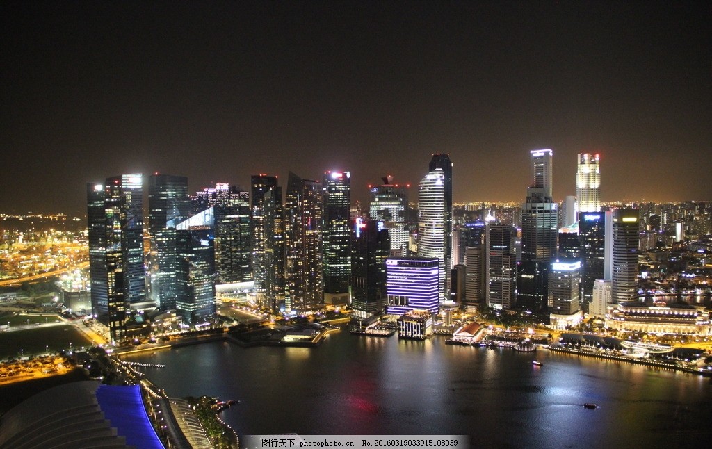 新加坡夜景图片_街景夜景_建筑空间-图行天下素材网