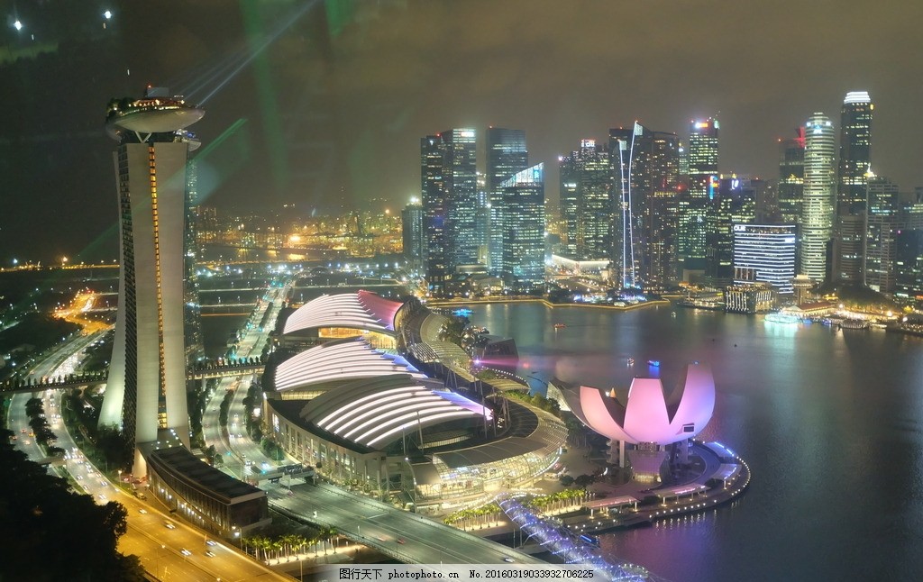 新加坡夜景图片_街景夜景_建筑空间-图行天下素材网